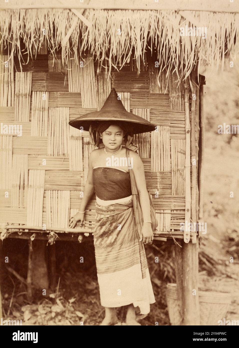 Shan Beauty, about 1885. Full length portrait of a Burmese woman in ...