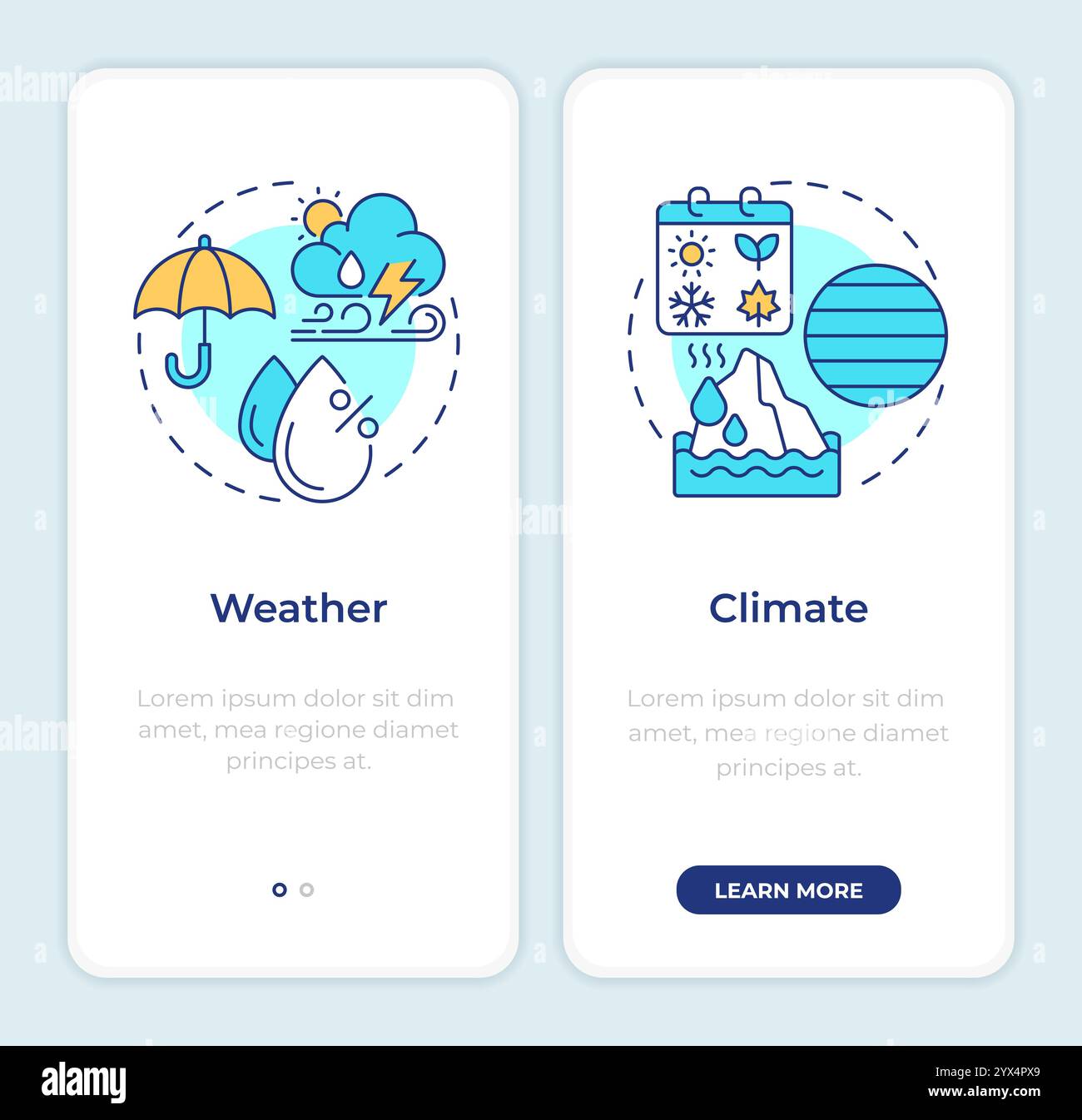 Climate vs weather onboarding mobile app screen Stock Vector Image & Art - Alamy