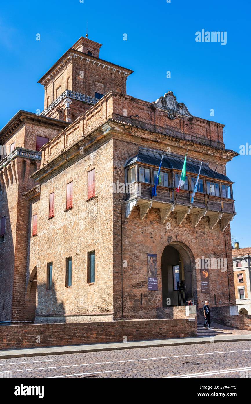 East entrance and Torre di Santa Caterina at Estense Castle in historic ...