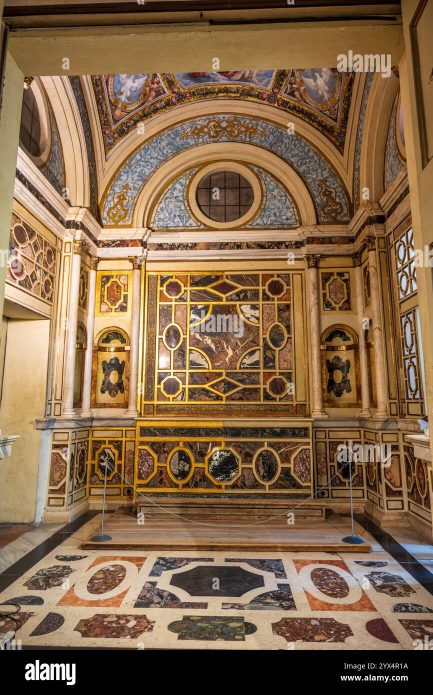 Wall panel in the Ducal Chapel on the first floor of Estense Castle in ...