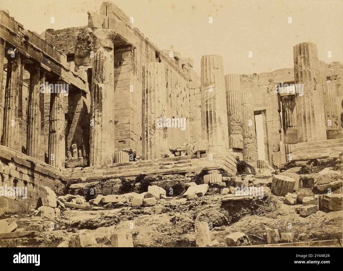 Athens - Acropolis, Propylea from the west, 1865 Stock Photo - Alamy