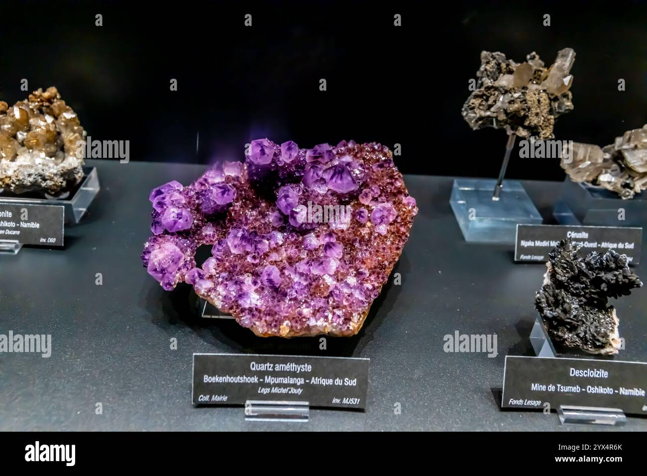 Crystals in the crystal museum of mineralogy in Chamonix alpine valley ...