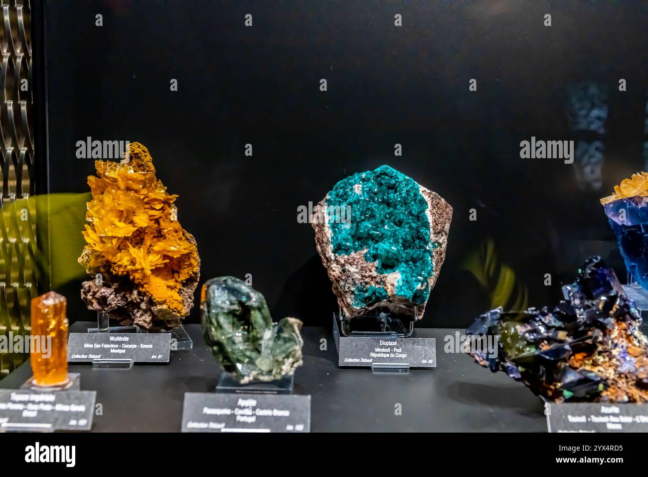 Crystals in the crystal museum of mineralogy in Chamonix alpine valley ...