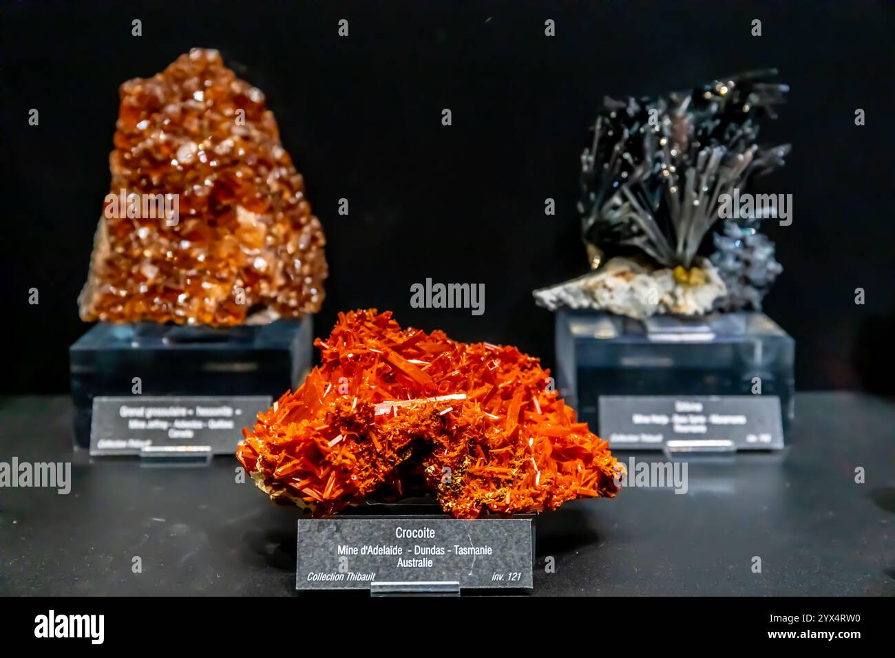 Crystals in the crystal museum of mineralogy in Chamonix alpine valley ...