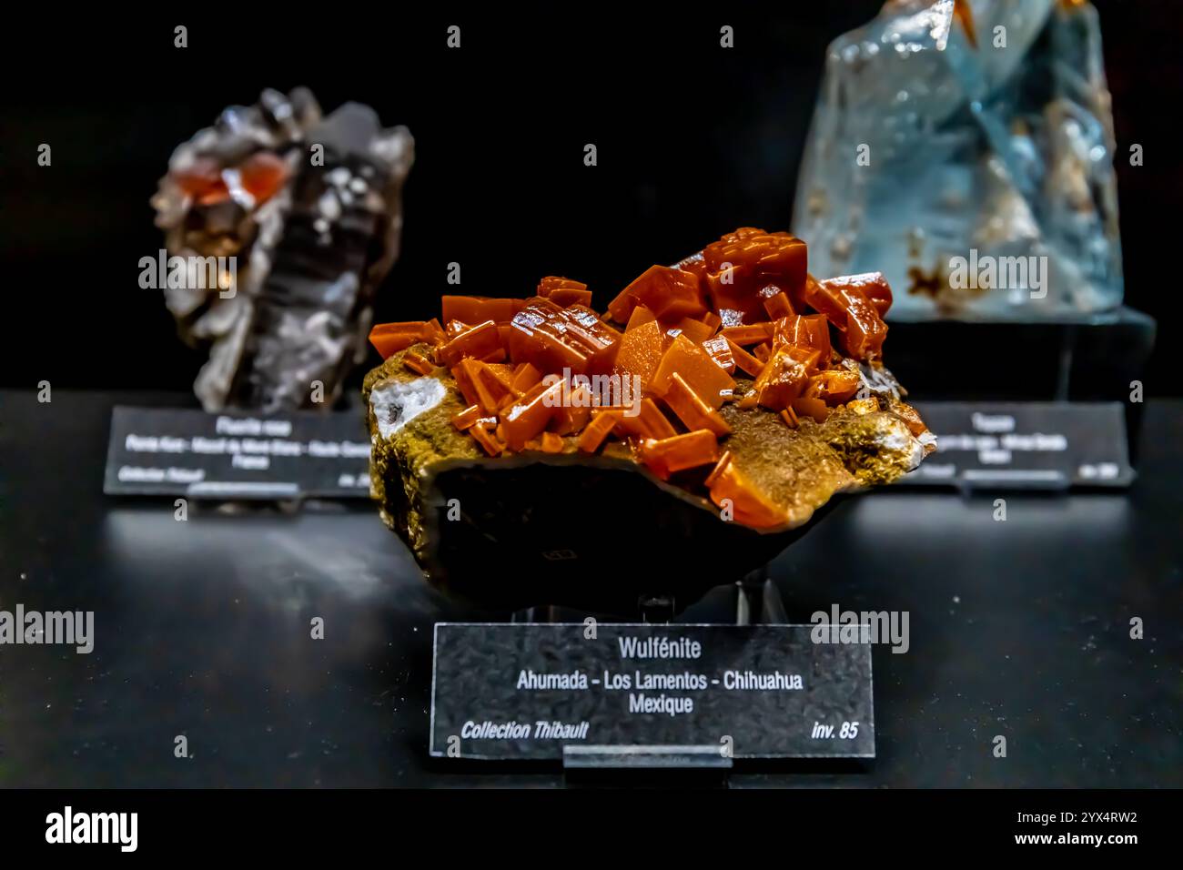 Crystals in the crystal museum of mineralogy in Chamonix alpine valley ...
