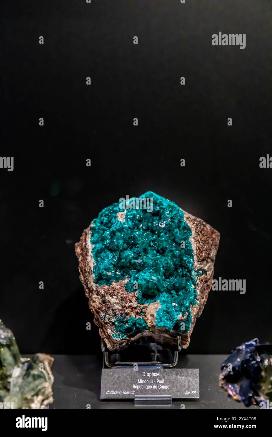 Crystals in the crystal museum of mineralogy in Chamonix alpine valley ...