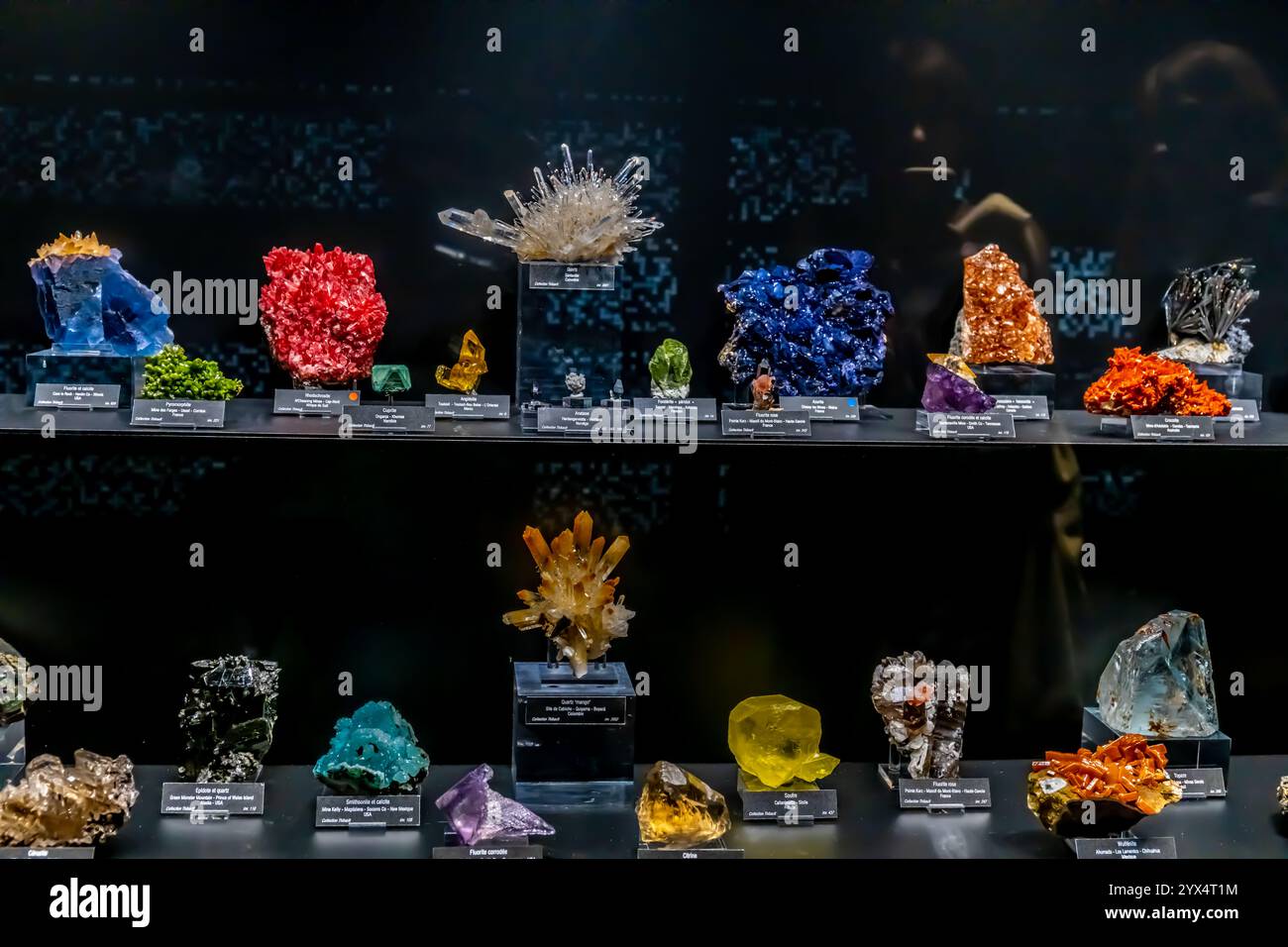 Crystals in the crystal museum of mineralogy in Chamonix alpine valley ...