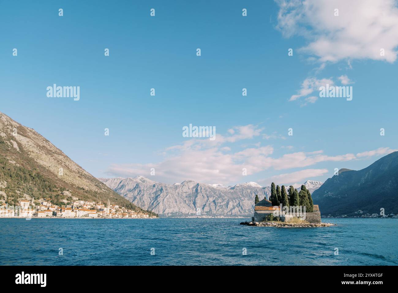 Ancient monastery on the island of St. George in the Bay of Kotor ...