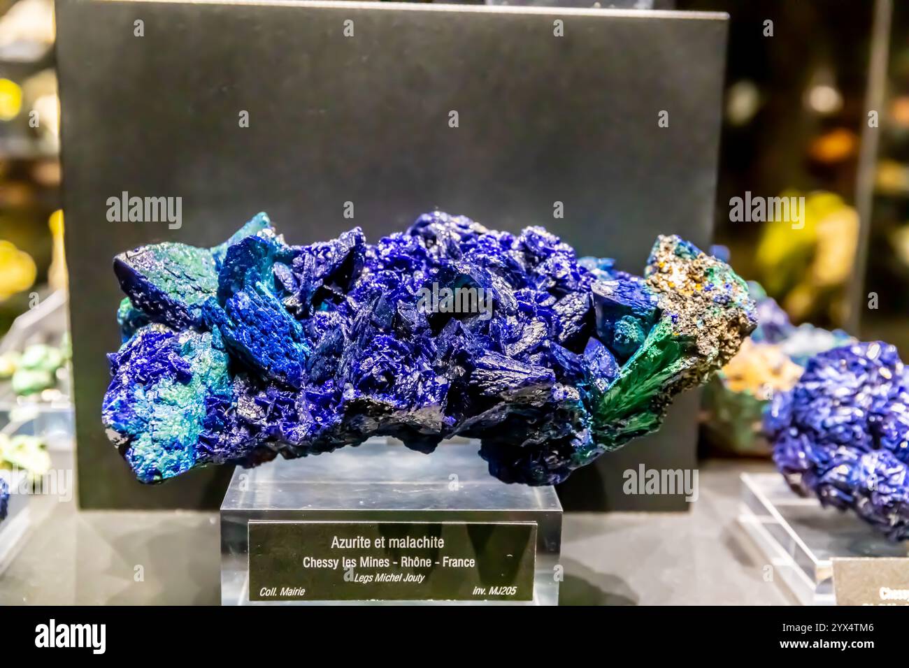 Crystals in the crystal museum of mineralogy in Chamonix alpine valley ...