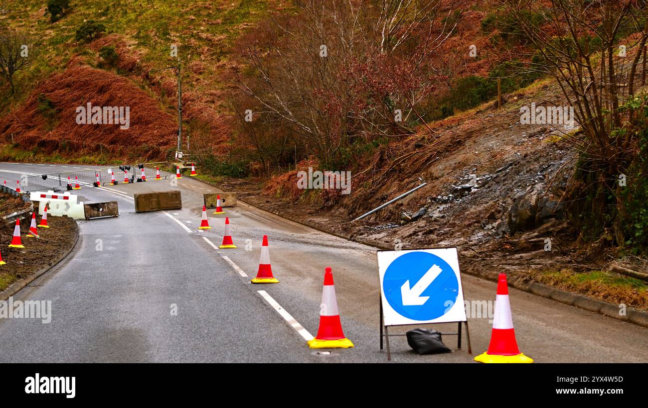 A487 mid-Wales Trunk Road closed due to landslide after recent storm ...