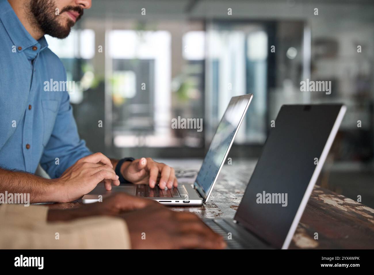 Hands male worker working computer hi-res stock photography and images ...