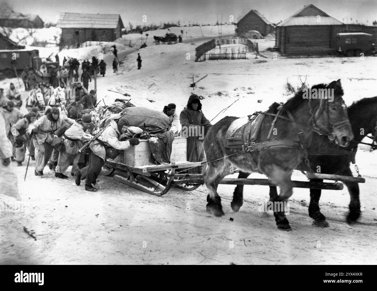 Russia 1943 Nov./Dec. at Szosch German infantry with all baggage on ...