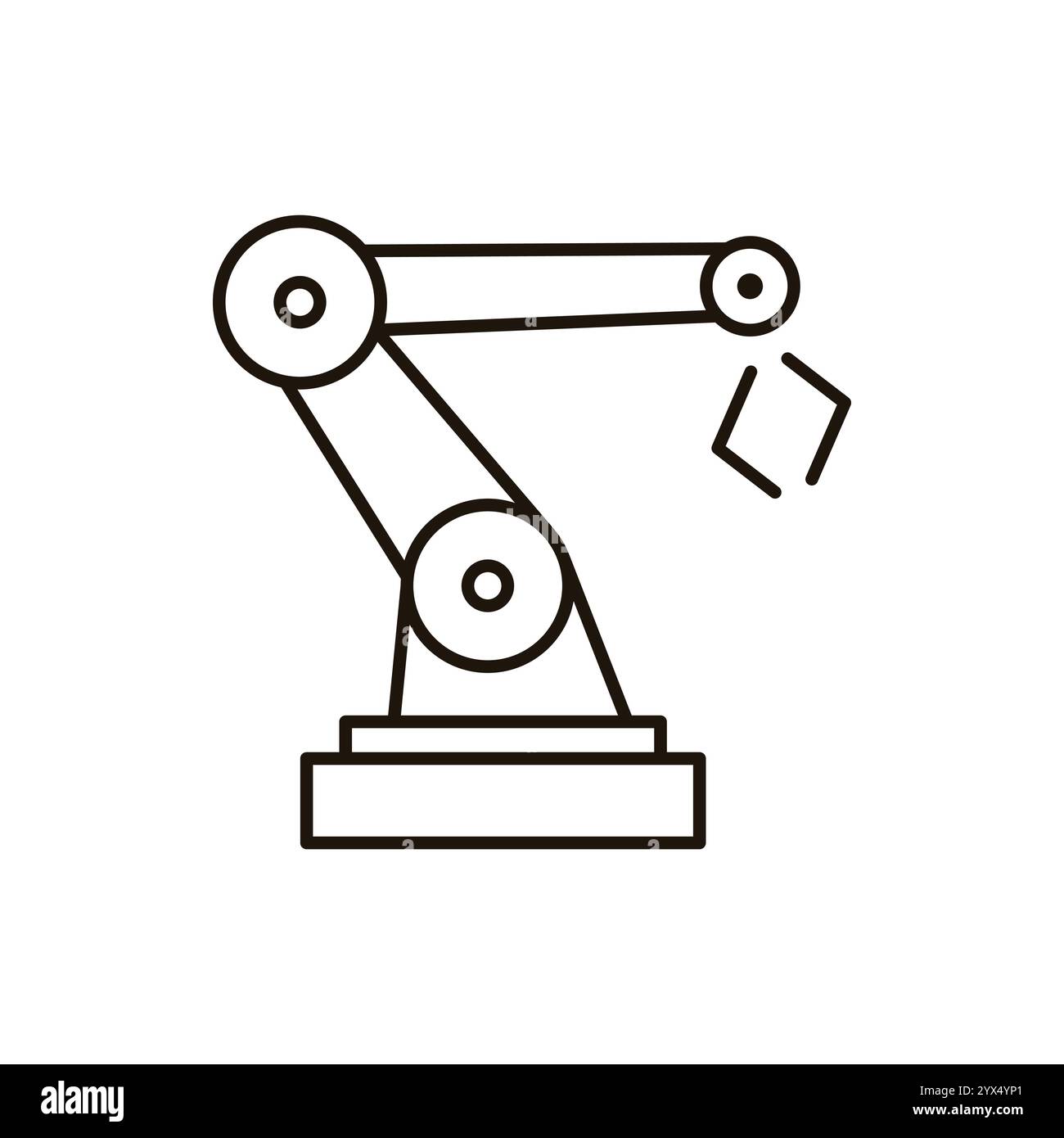 Mechanical arm icon. Thin linear mechanical arm outline icon isolated on white background from ...