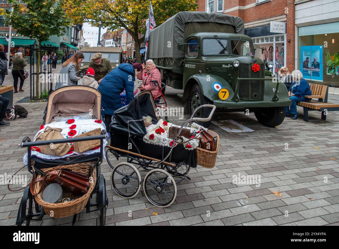 Poppy collection,High Street,Canterbury,Kent,England,Poppy Day ...