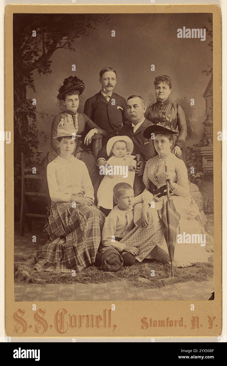 Group family portrait of eight members, 1889 Stock Photo - Alamy