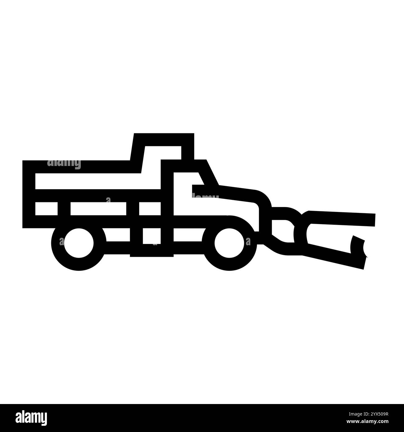 Snow Removal Tractor line black icon. Vector isolated button. Editable ...