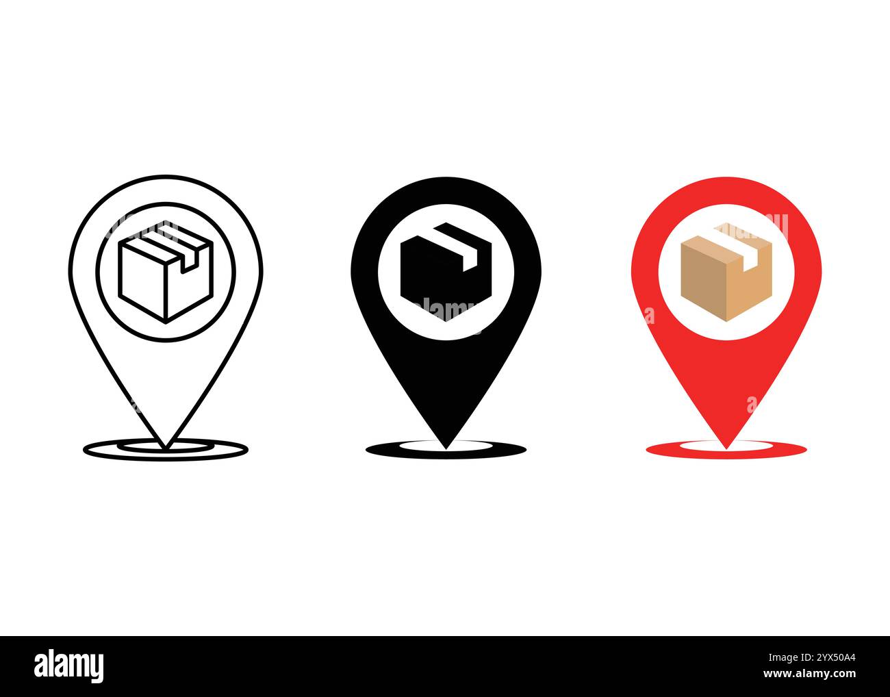 receive order in pick up and collection point, delivery services, icon ...