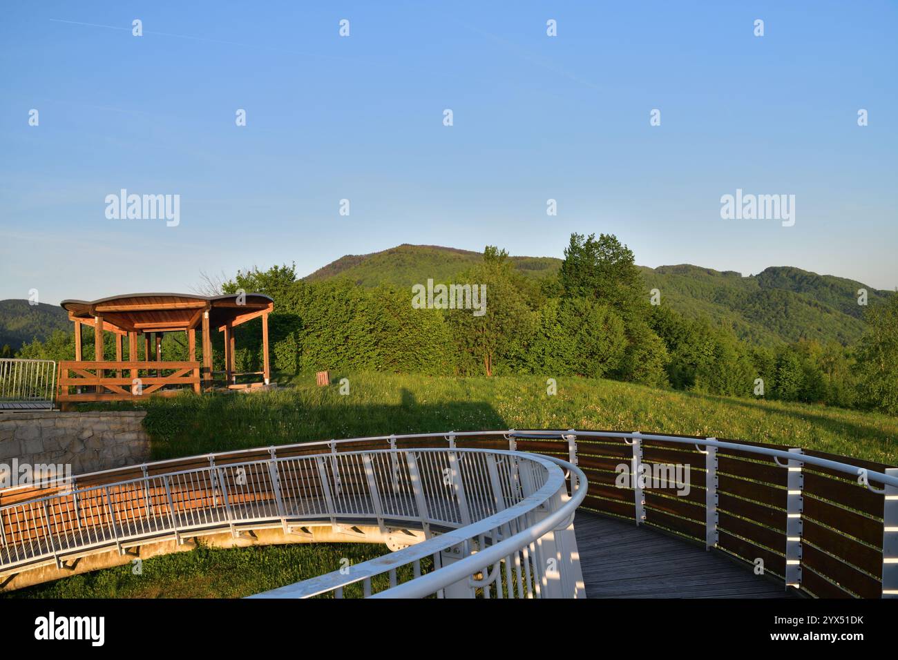 Iron construction of a walkway for tourists above the treetops Stock ...