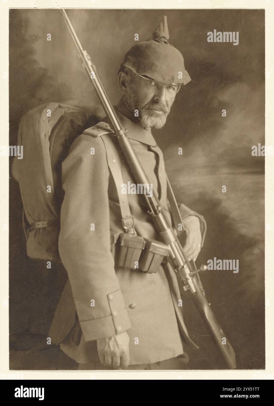 Soldier in Uniform WWI, 1914. Additional Info: A studio portrait of a ...
