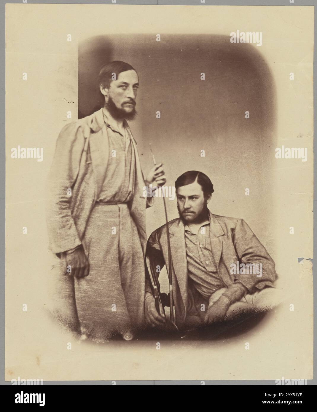 Two men;India after the Mutiny & Kutub Minar, 1858, 1858. Additional Info: A studio portrait of ...