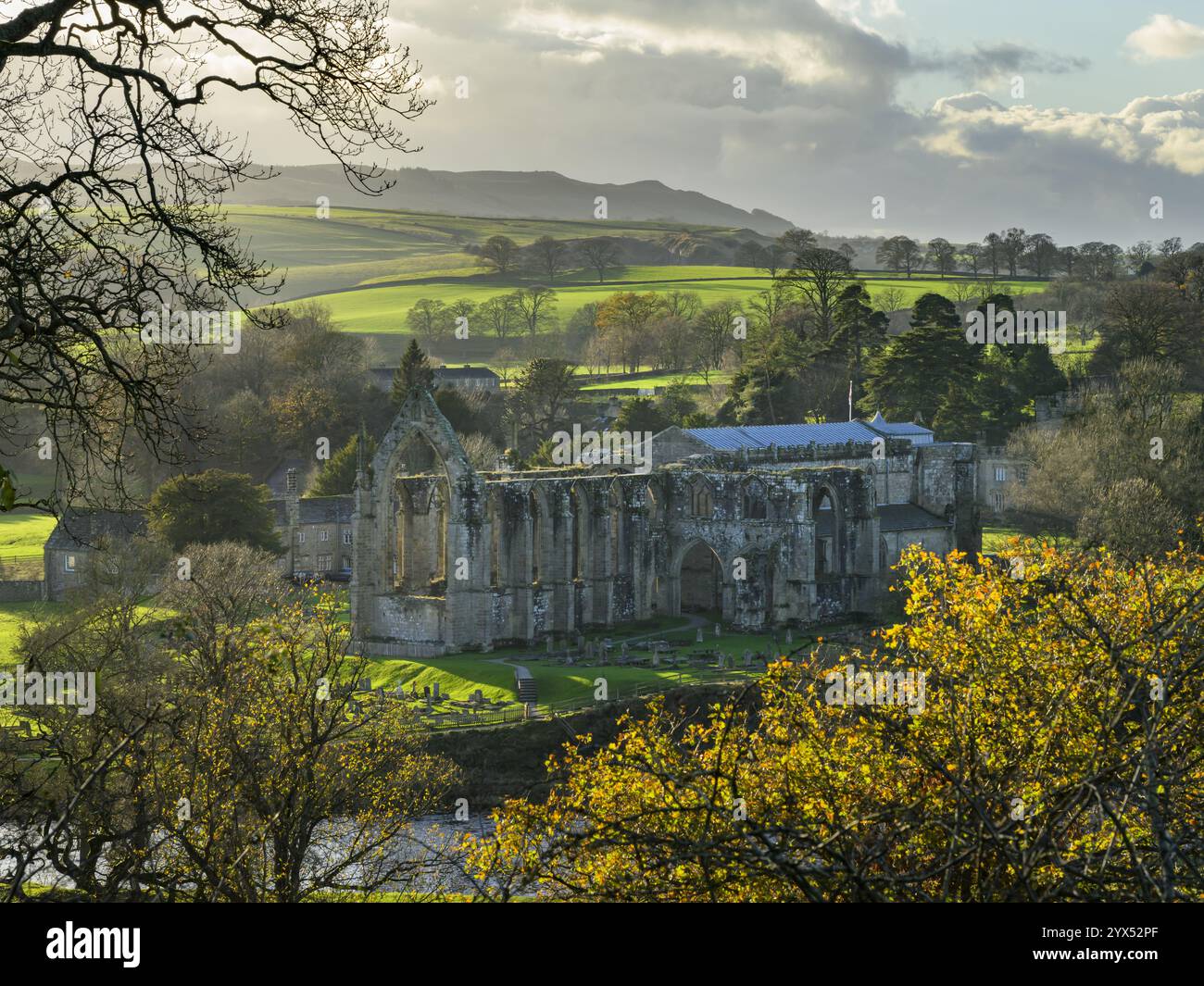 Beautiful ancient monastic Bolton Abbey ruins, Priory Church exterior ...