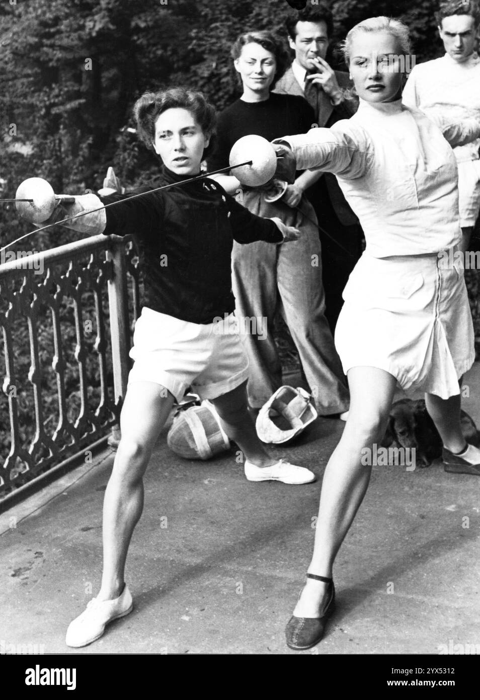 1949 Hamburg Fencing lessons for actors. front left fencing Edith ...