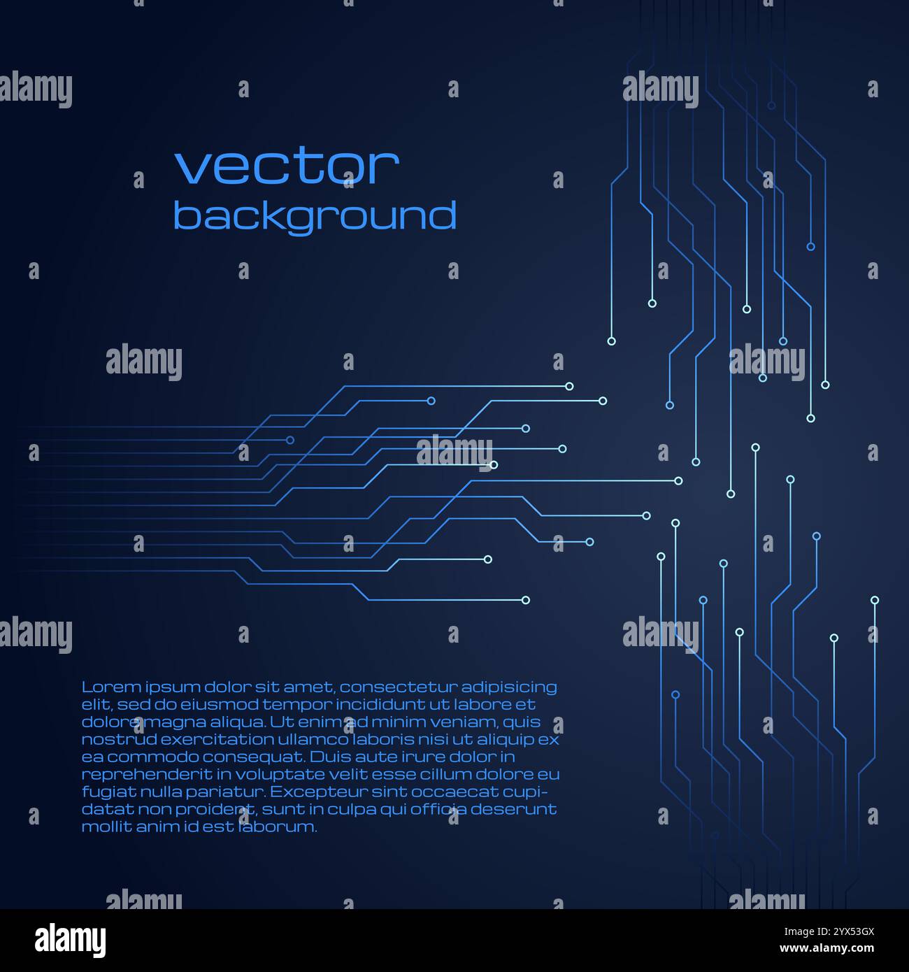 Abstract technological dark blue background with elements of the ...