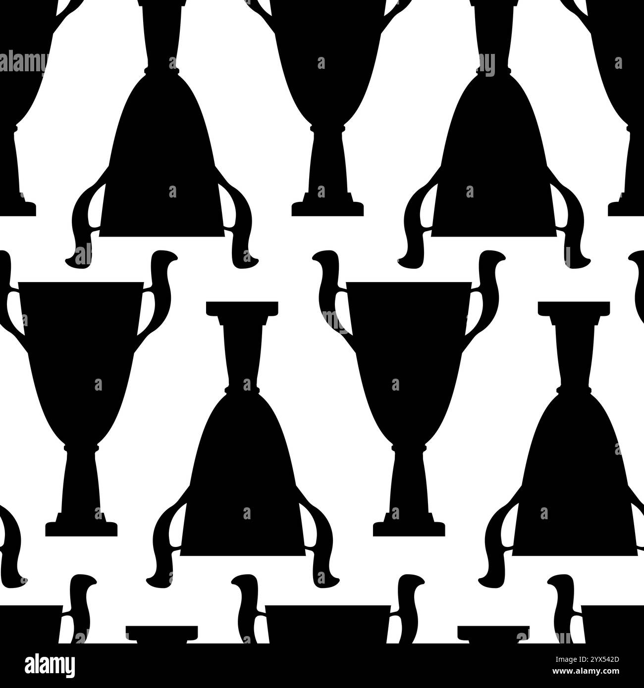 Winner trophy cup seamless pattern. Black simple silhouette texture ...