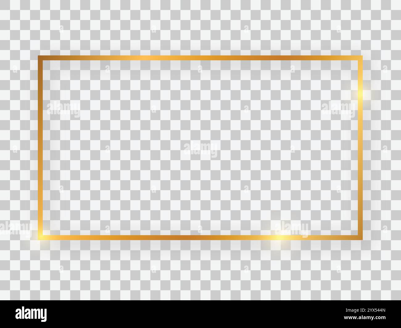 Gold shiny 16x9 rectangular frame with glowing effects and shadows on ...