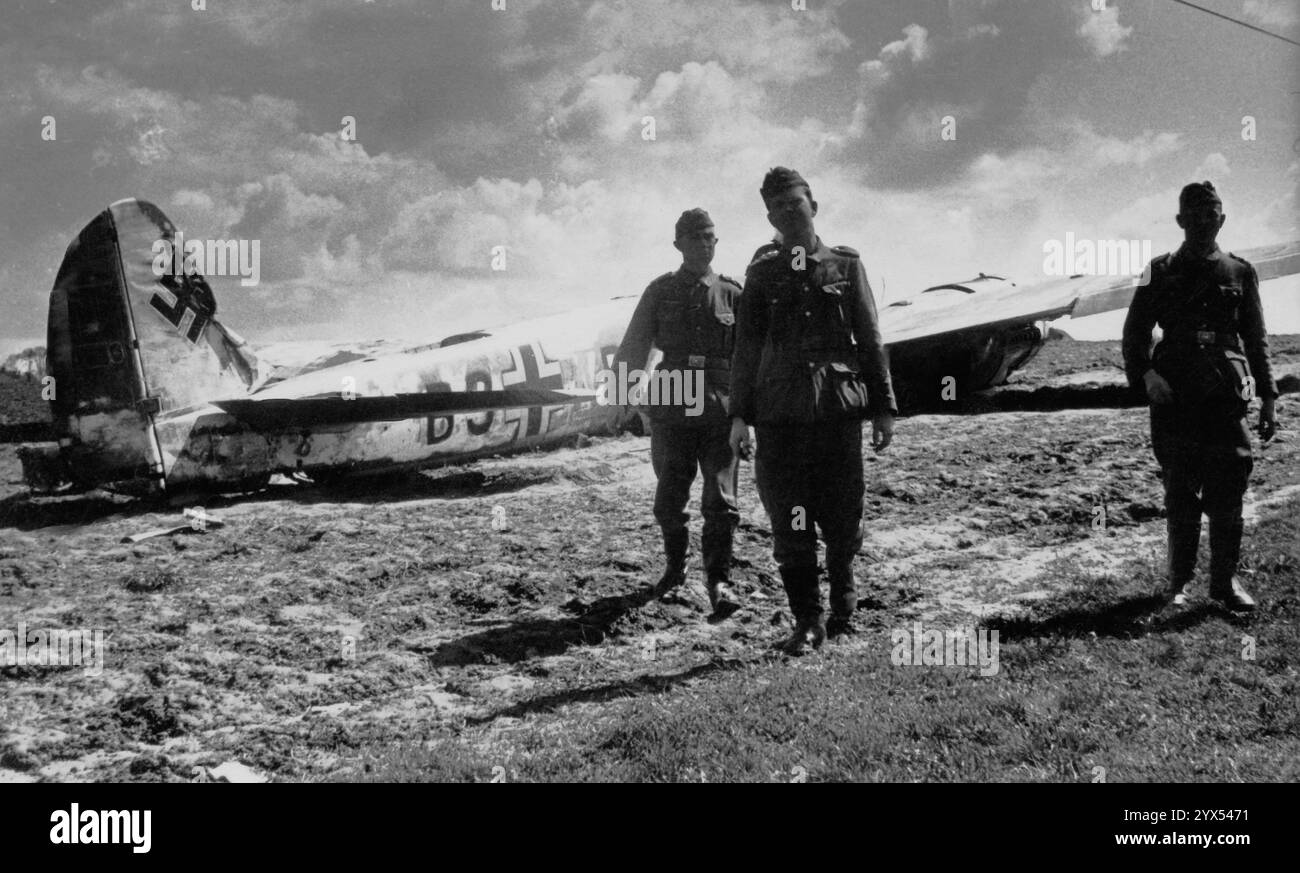 Russia 1942 May End of a German reconnaissance plane, a Junkers Ju 88 ...