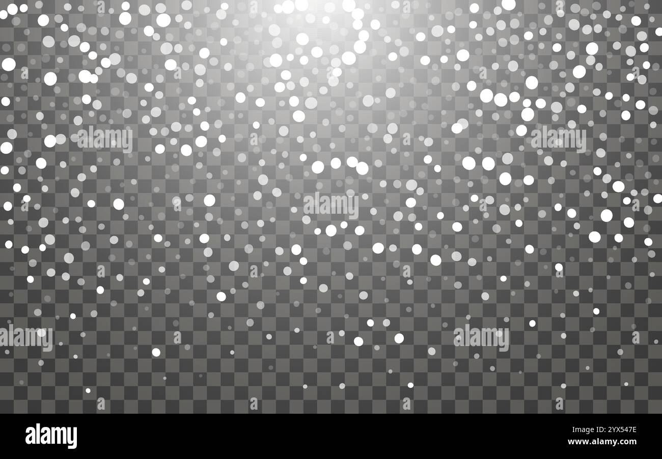 Snowfall and falling snowflakes on dark transparent background. White ...