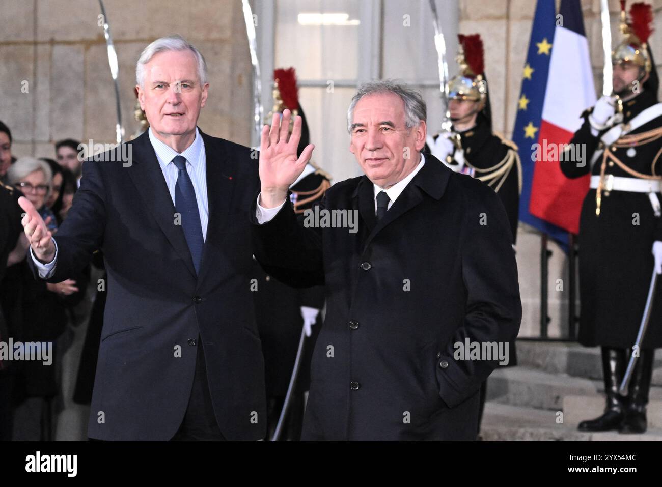 Paris, France. 13th Dec, 2024. French outgoing Prime Minister Michel ...