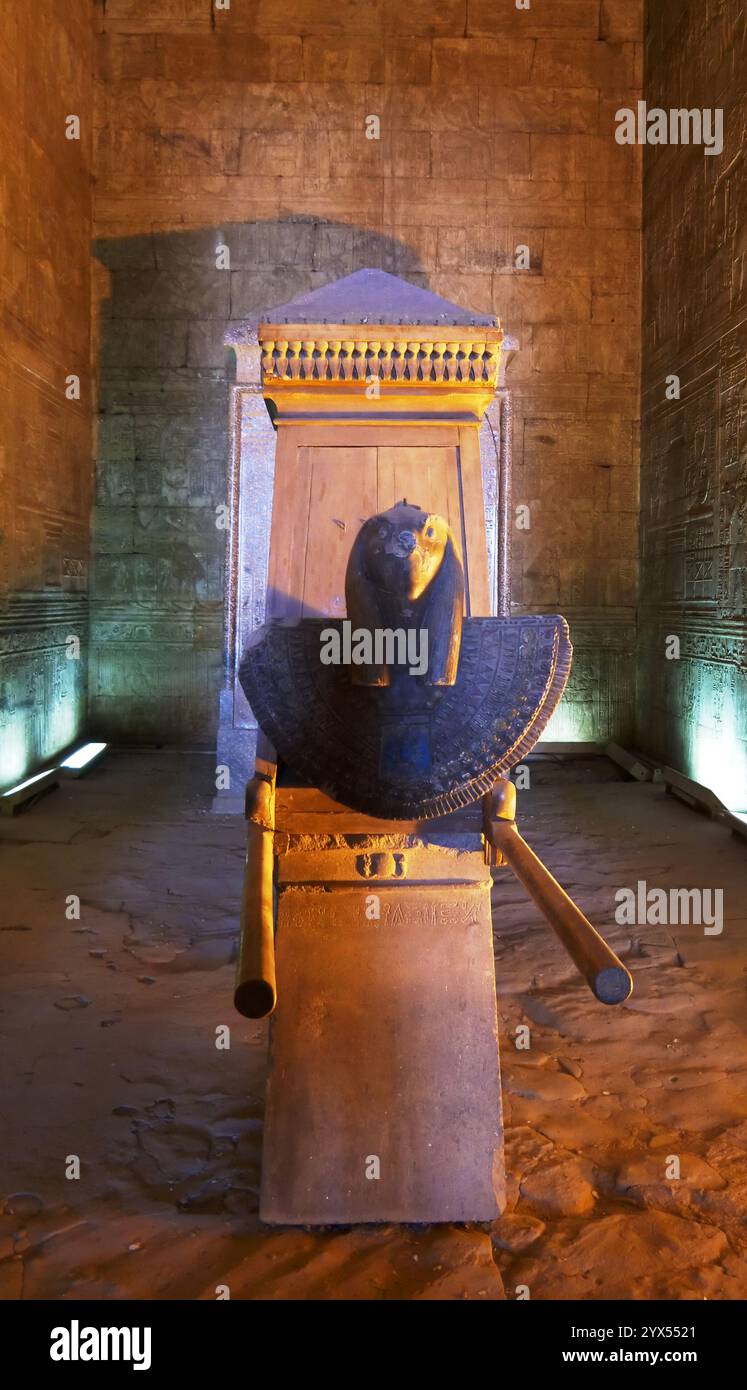 Solar Boat in the Sanctuary of Horus in The Temple of Edfu, Egypt Stock ...