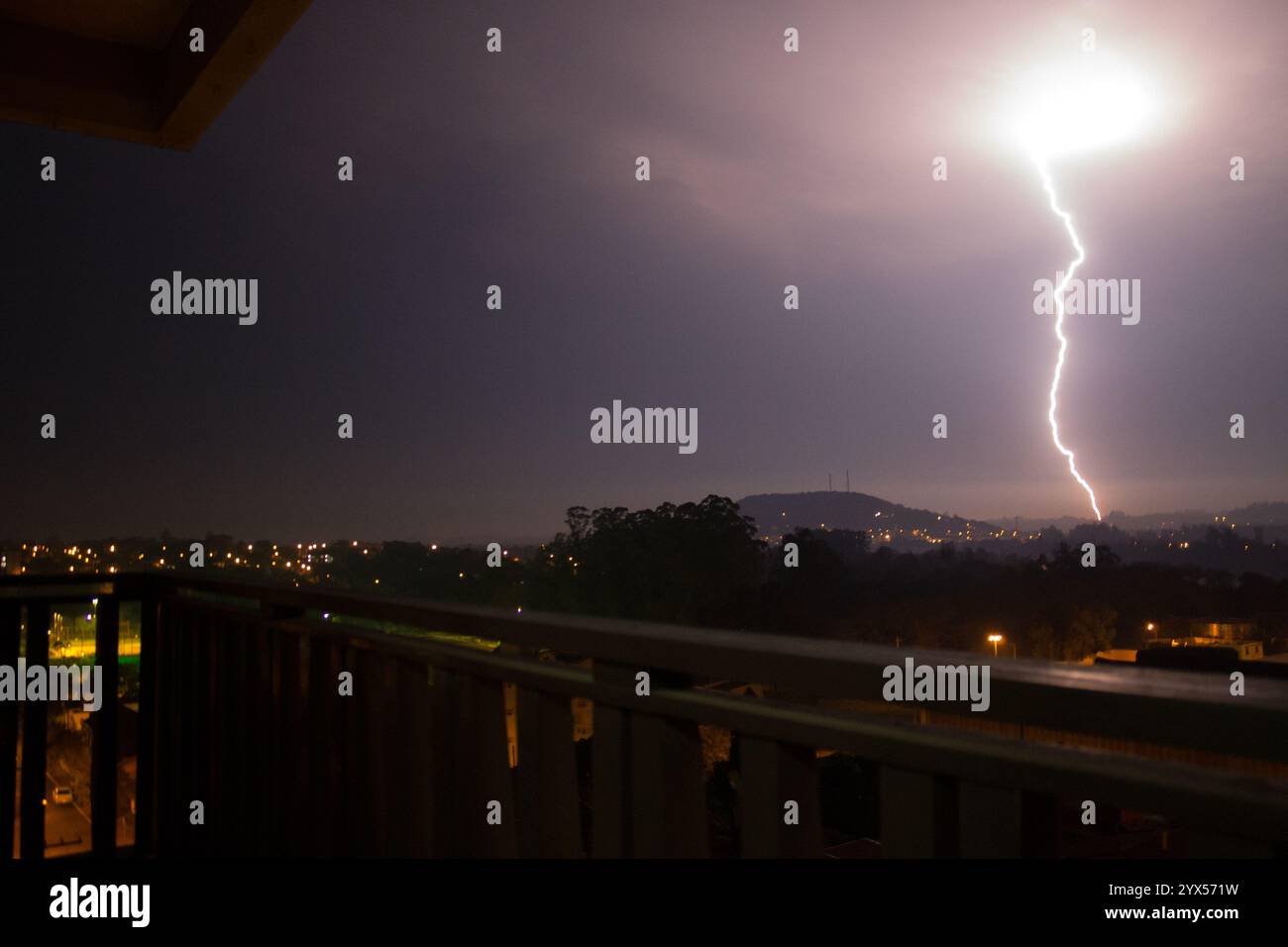 Incredible Dramatic Lightning Strike Over City at Night Stock Photo - Alamy
