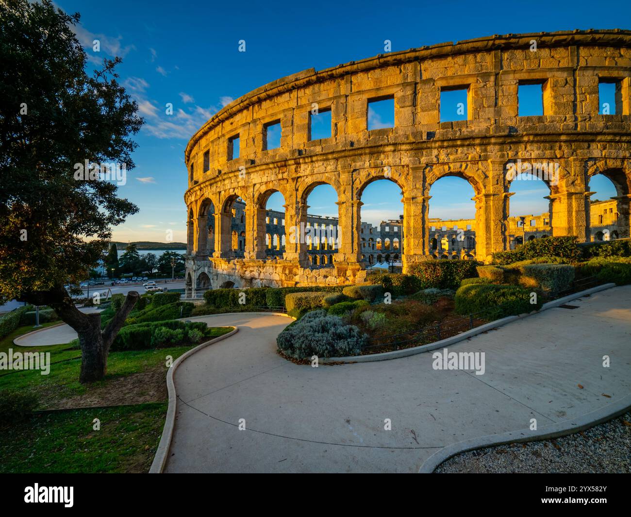 Famous well-known Arena Pula amphitheater Stock Photo - Alamy