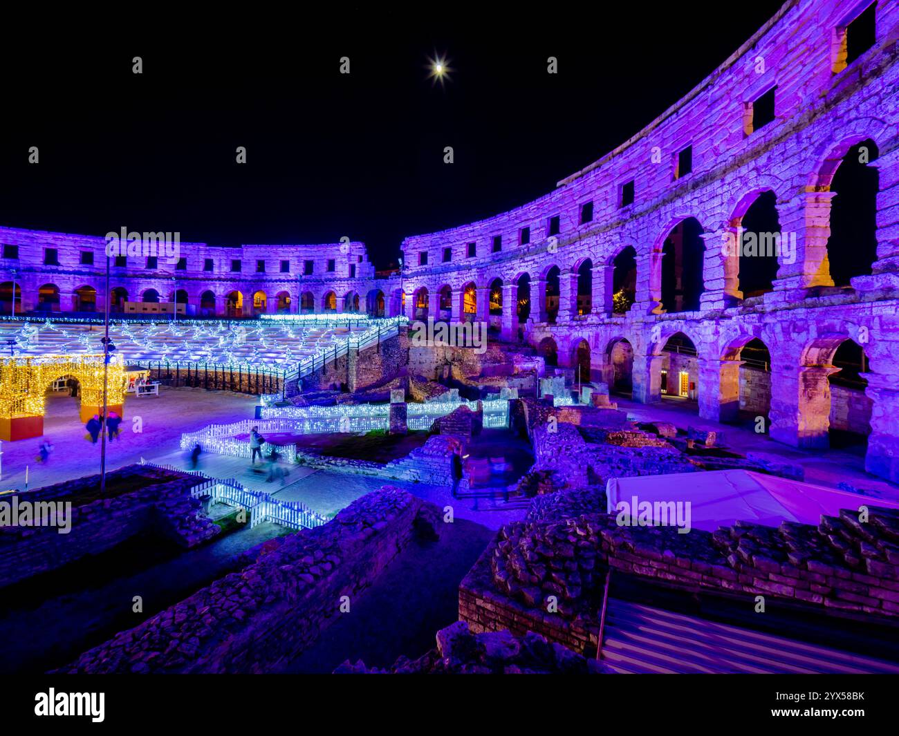 Ice-skating in Arena Pula Croatia amphitheater Stock Photo - Alamy
