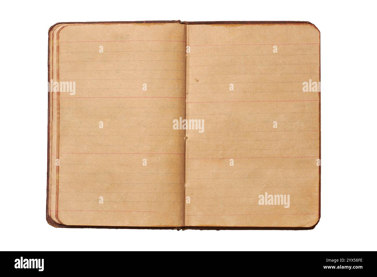 blank old opened hardback pocket sized book or diary isolated white ...