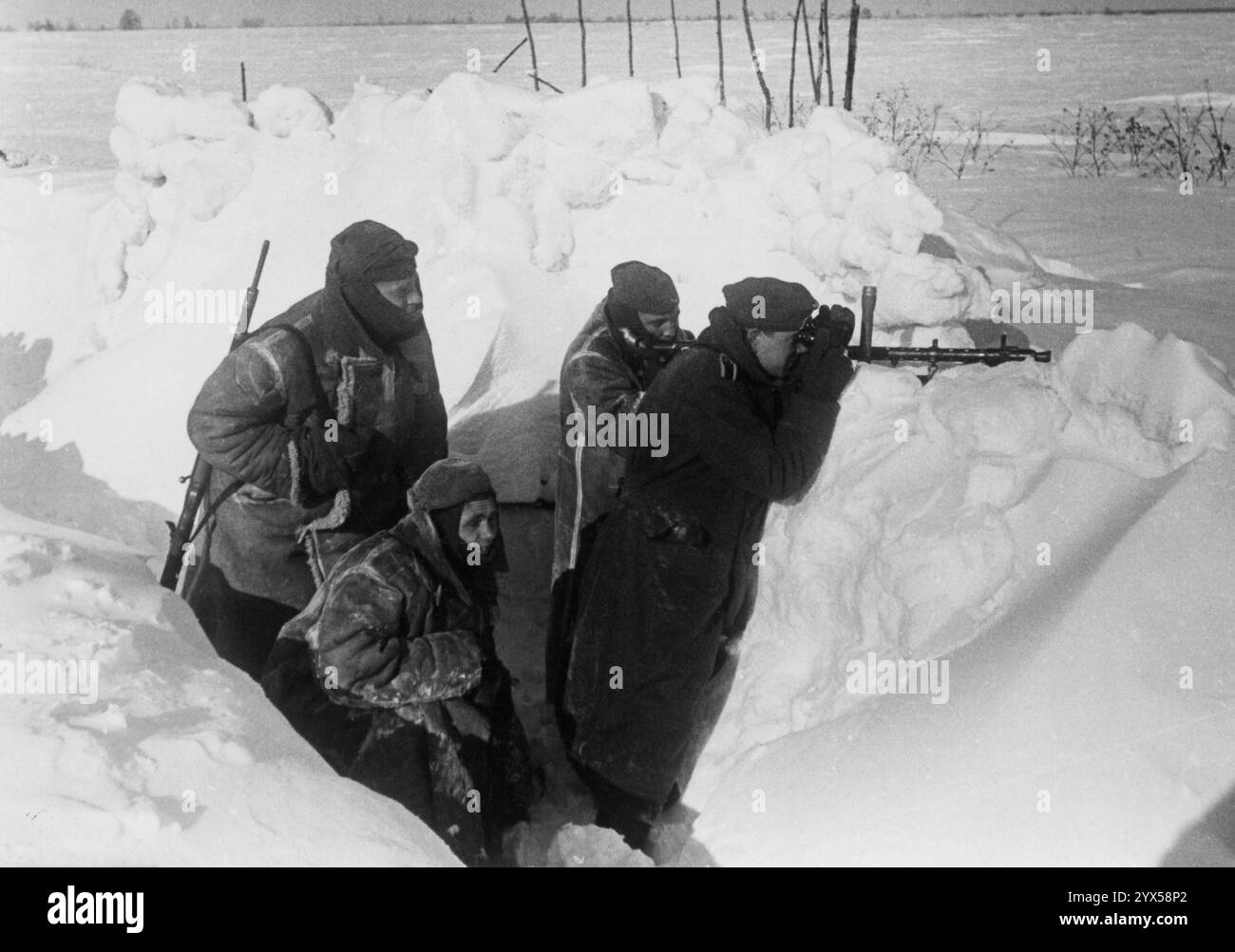 Russia, February 1942, beri Makarowa: German machine gun position of a ...