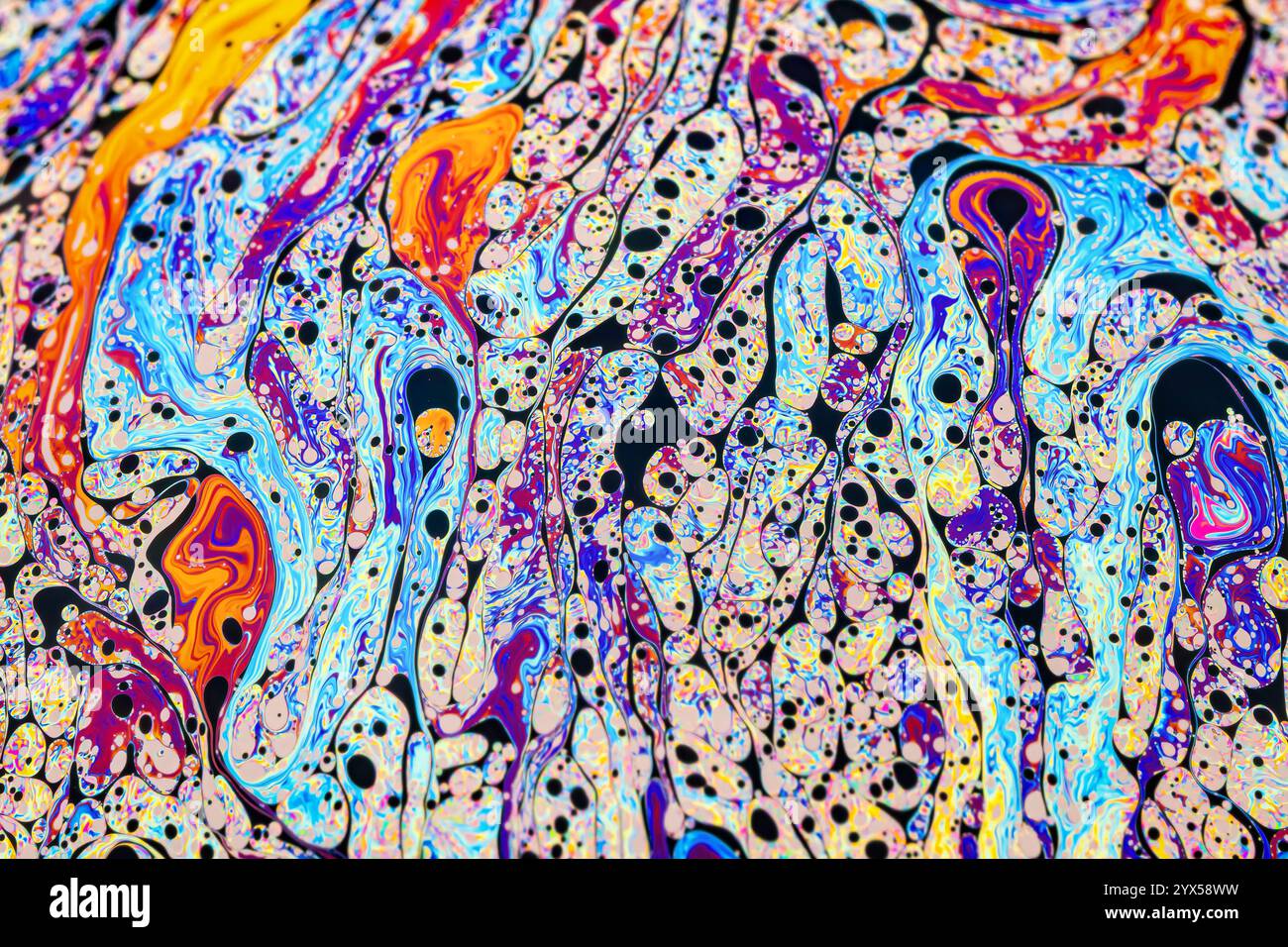 Real closeup photograph of a soap bubble surface movements as a ...