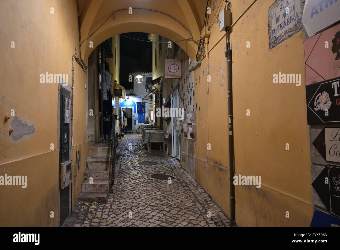 Sintra. Portugal. Streets at night Stock Photo - Alamy