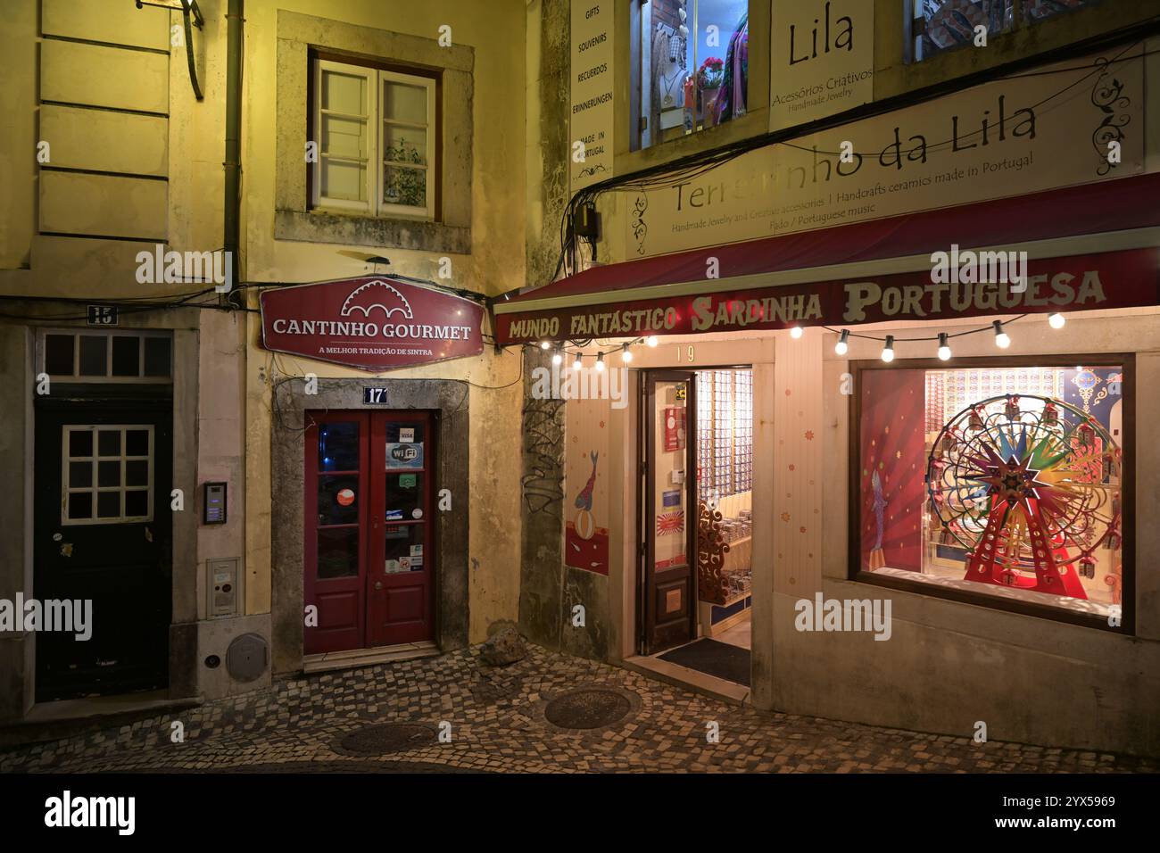 Sintra. Portugal. Streets at night Stock Photo - Alamy