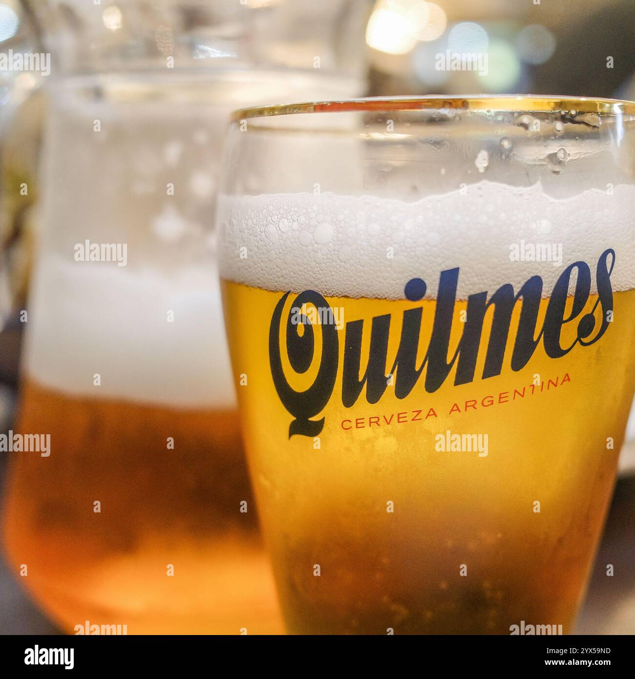 Buenos Aires, Argentina - 22 Nov, 2024: A nice cold glass of Quilmes ...