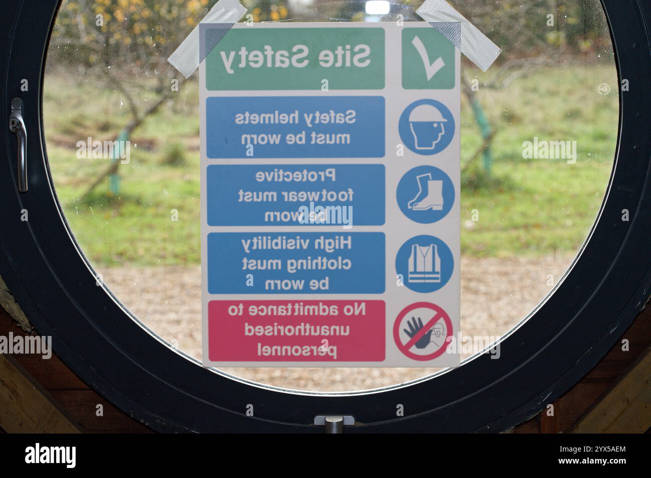 Site safety notice at a building project. Essential display of safe ...