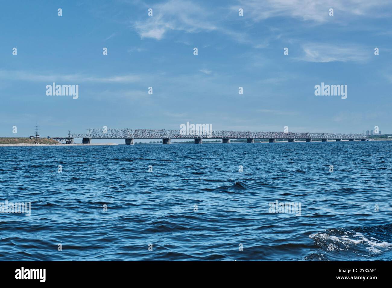 Imperial Bridge, combined road and rail bridge across Volga River ...