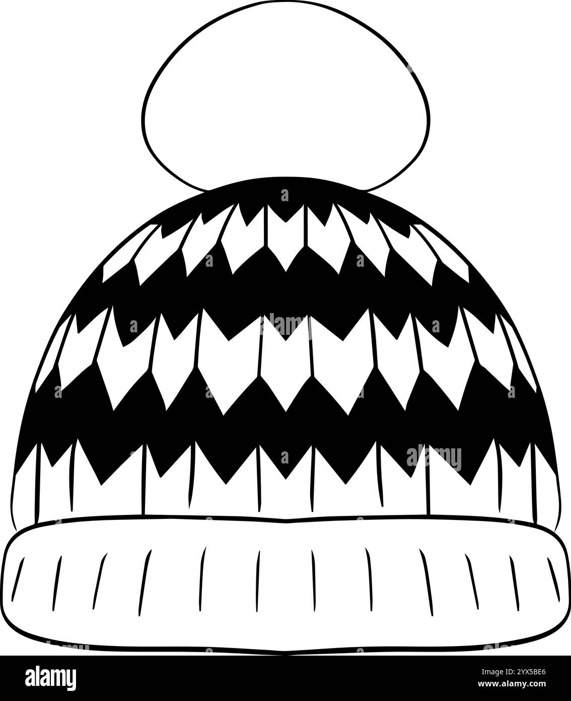 warm hat line graphic illustration. Winter knitted hat isolated on ...