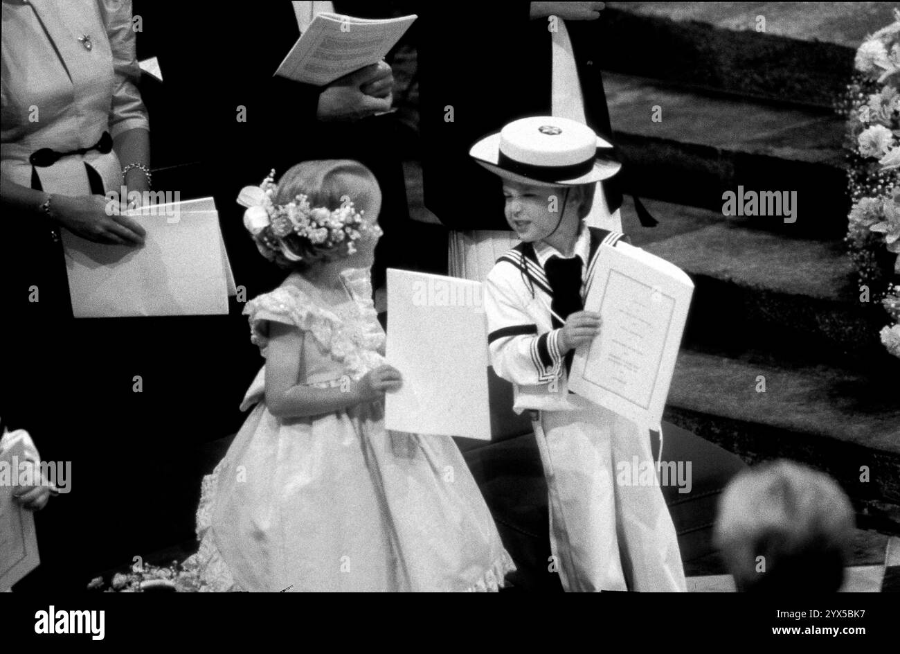 Prince William with Laura Fellowes at the wedding of Prince Andrew and ...