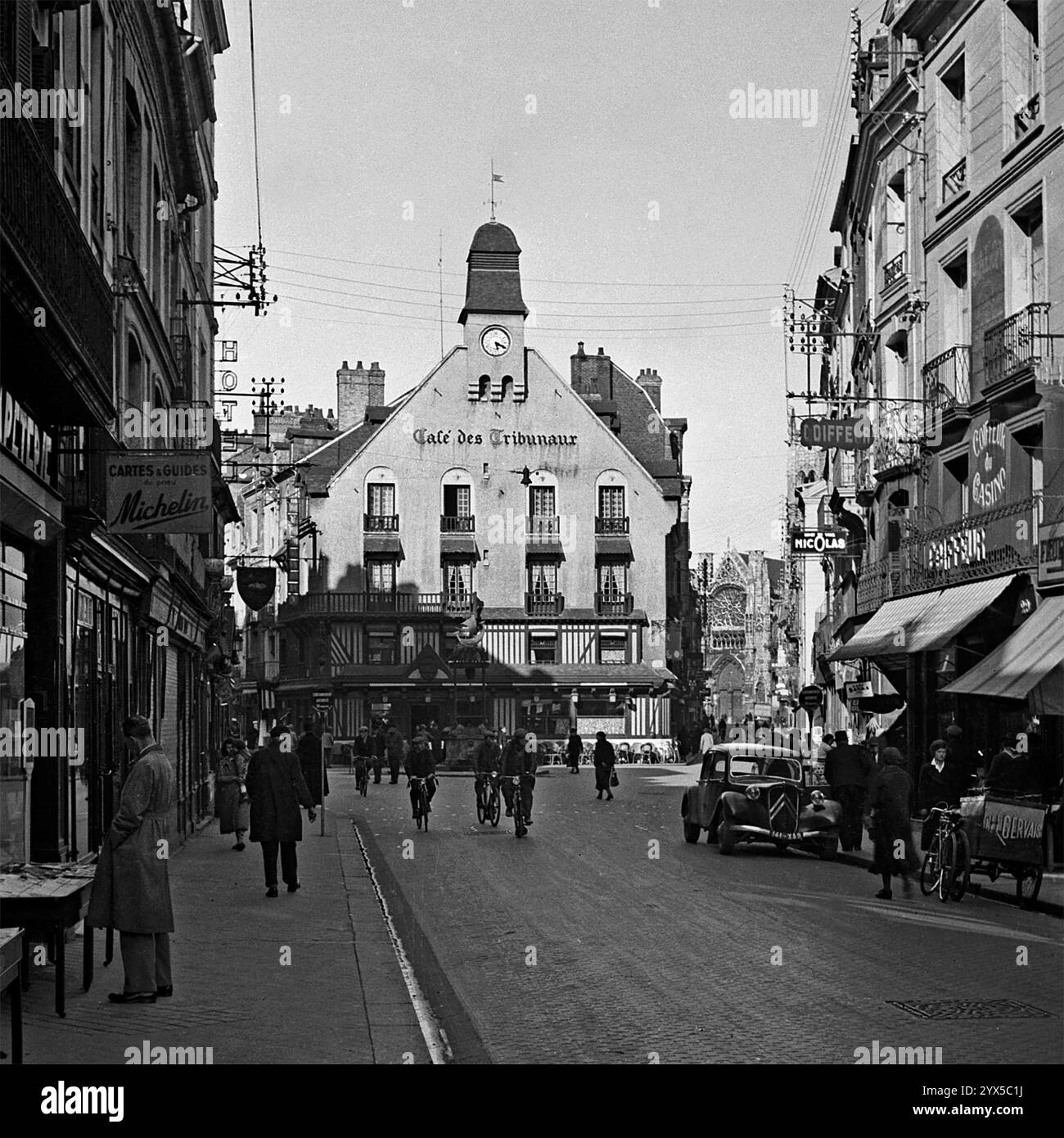 The town centre of Dieppe, Normandy, France, with pedestrians and ...