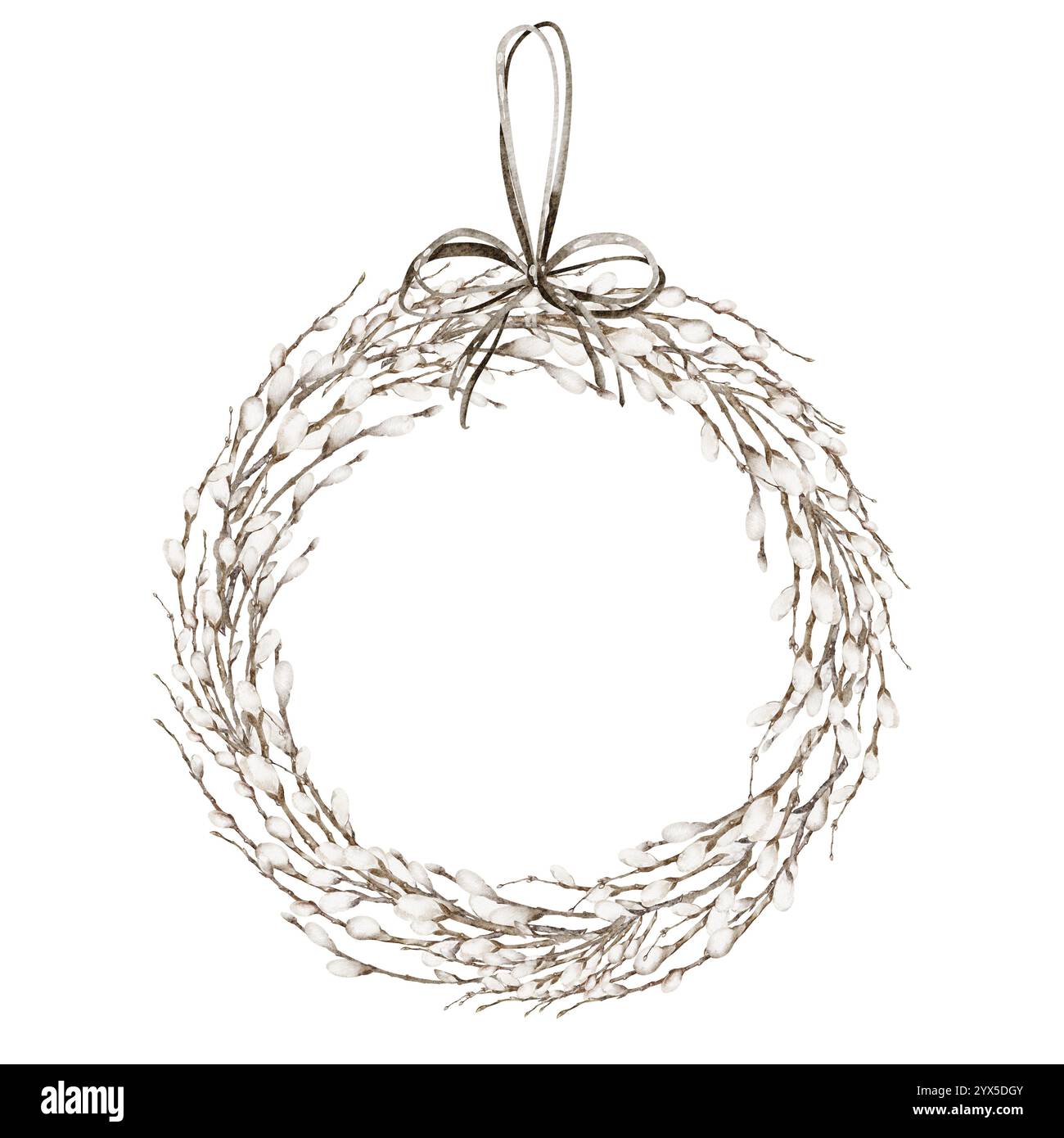 Hand-drawn watercolor wreath illustration Stock Photo - Alamy