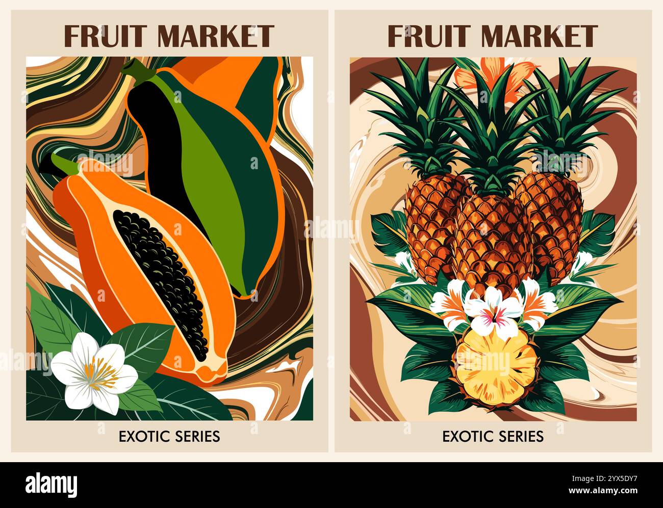 Set of Abstract Fruit Market retro posters Stock Vector Image & Art - Alamy