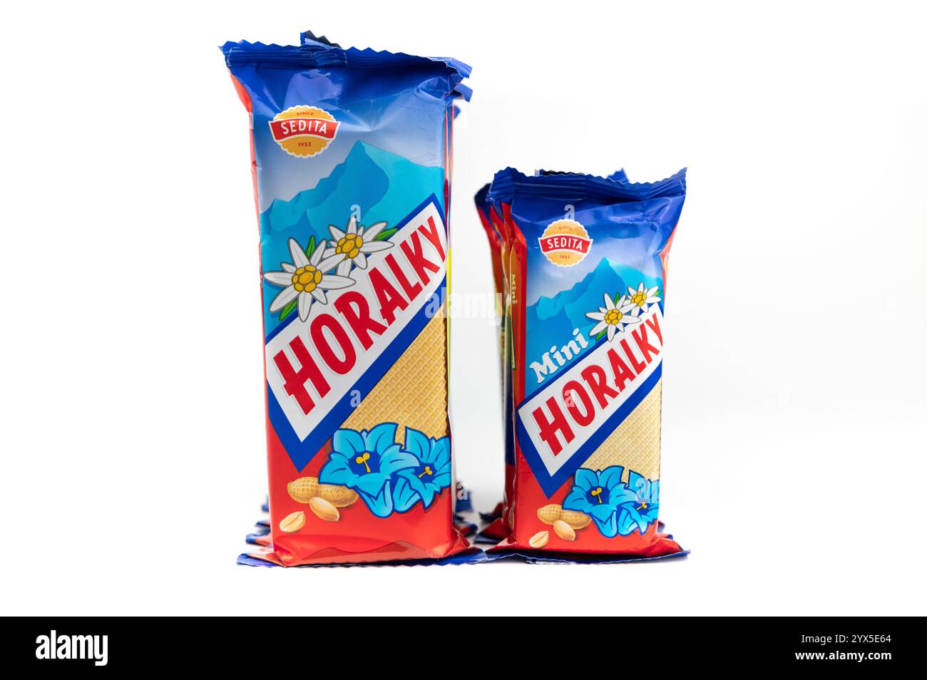 Nova Bana, Slovakia - December, 12, 2024 : Horalky wafer biscuit with ...